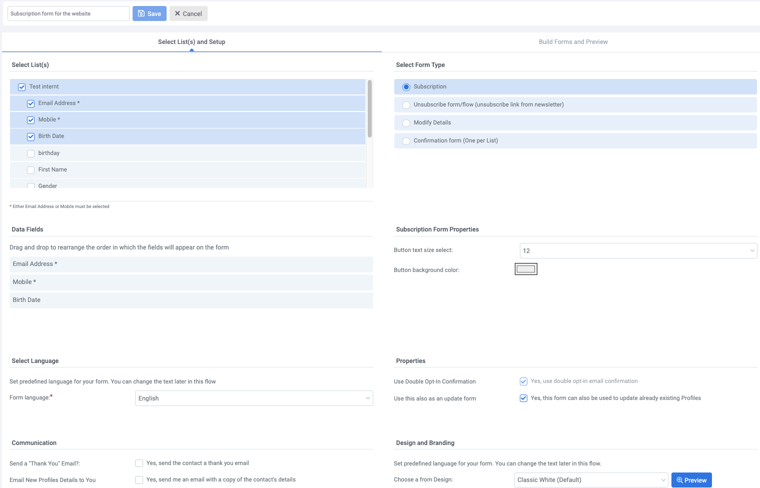 HTML Subscription Form